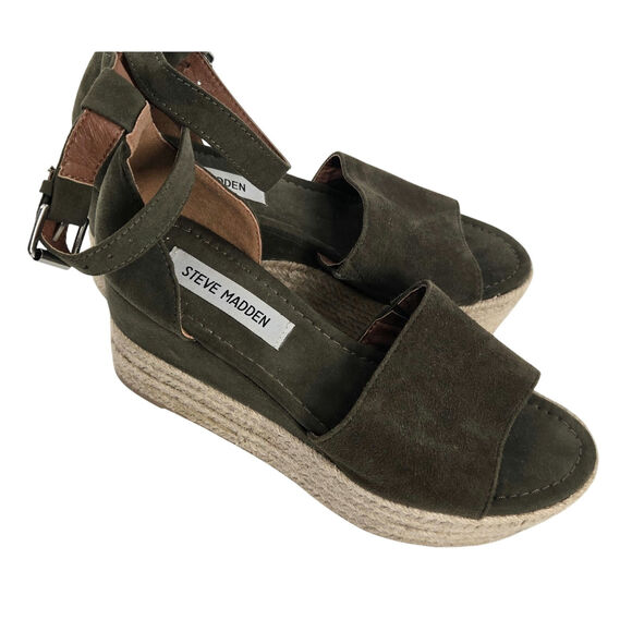 Steve Madden | Shoes | Steve Madden Army Apolo Green Suede Espadrille ...